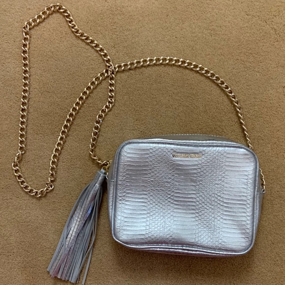 Victoria's Secret | Bags | Victorias Secret Silver Metallic Snakeskin ...